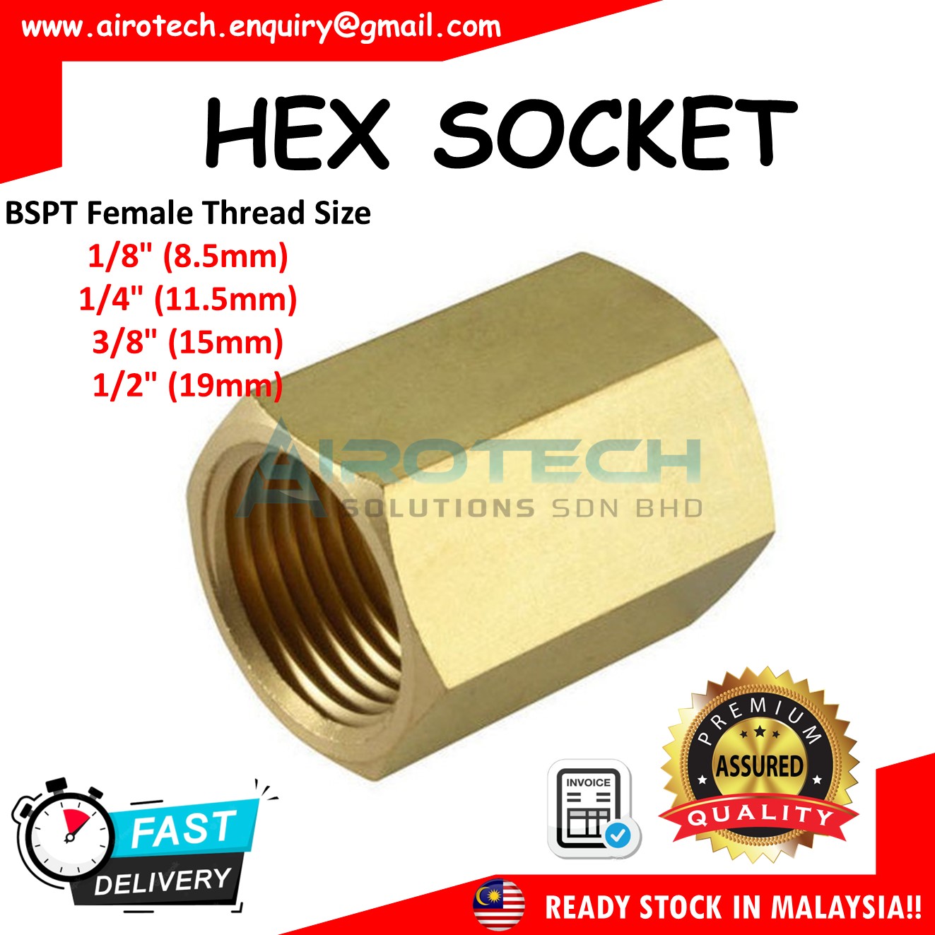 Brass Fitting Hex Socket Female To Female Fitting Thread Brass | Shopee ...
