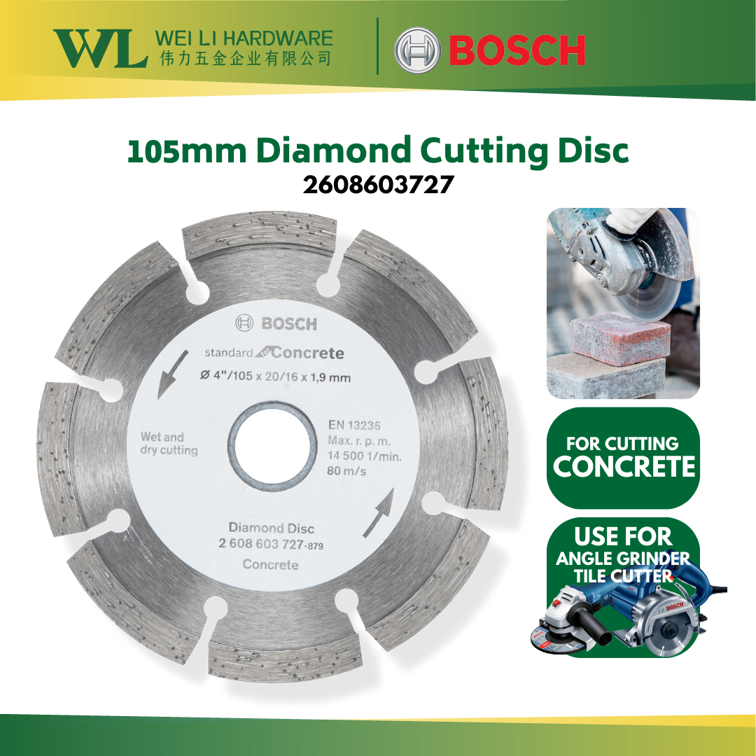 BOSCH 4" 105mm Diamond Cutting Disc for Concrete 2608603727 mata ...