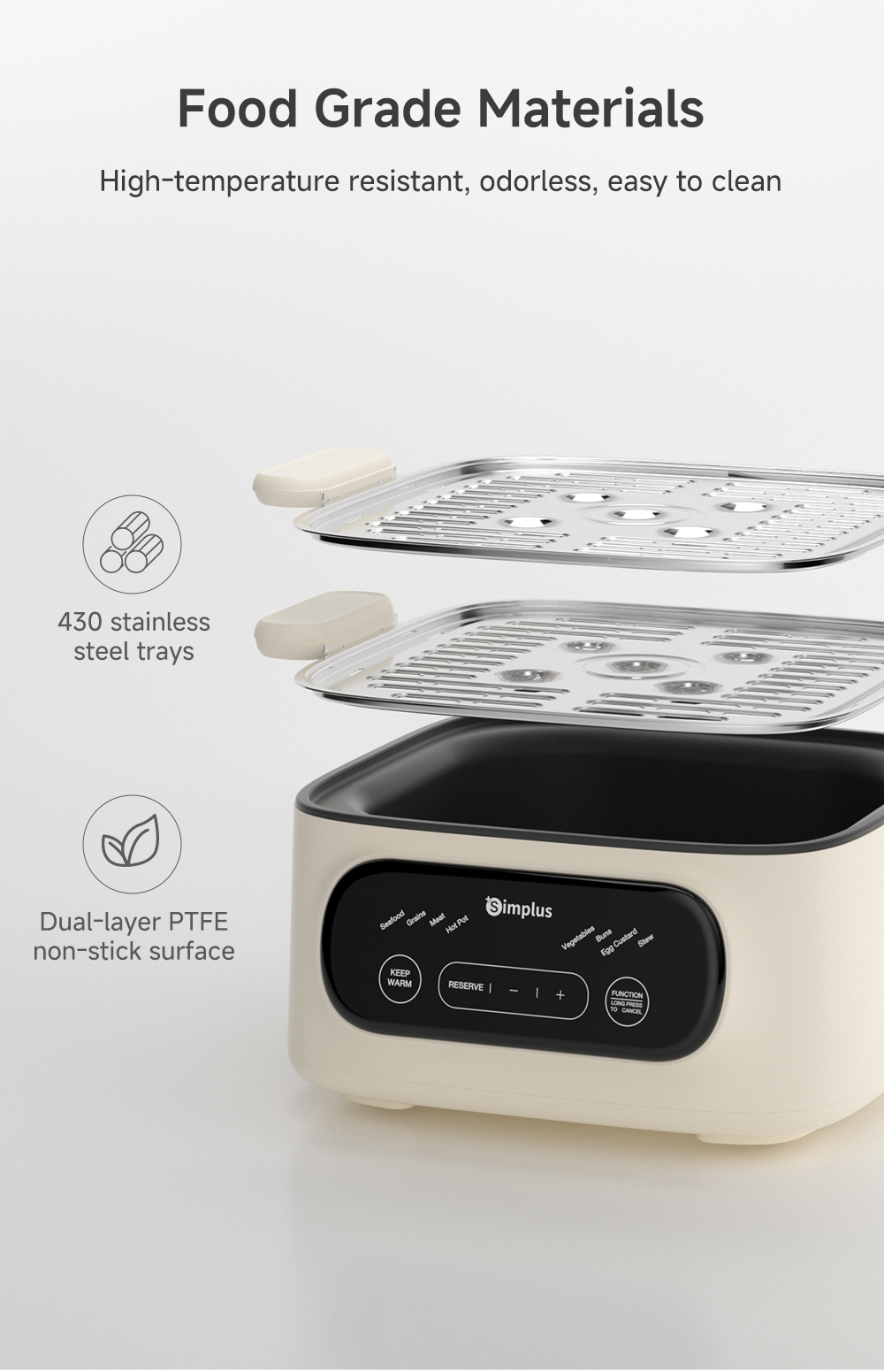 Simplus Electric Food Steamer | 2-Tier 11L Capacity |2-in-1 Steam and ...