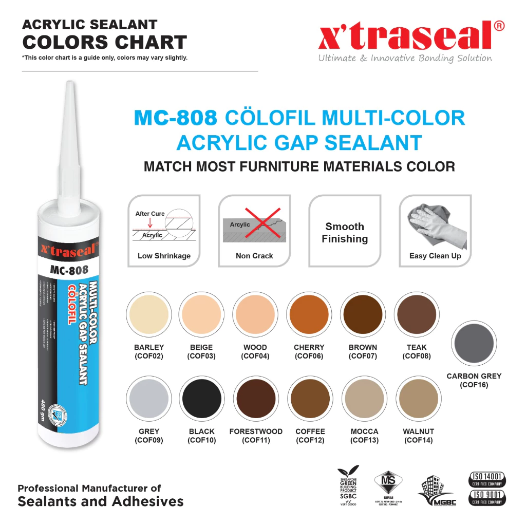 xtraseal x'traseal mc-808 Acrylic Multi Colour Gap Filler Gap Sealant silicone sealant mc-808 ...