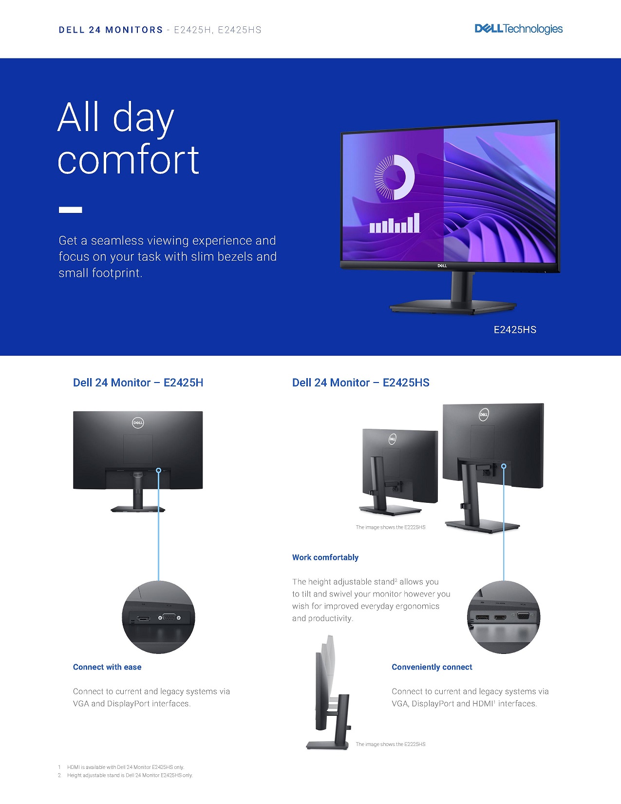 Dell 23.8" E2424HS /E2425H /E2425HS VA /E2425HM /E2424HSM IPS Full HD ...