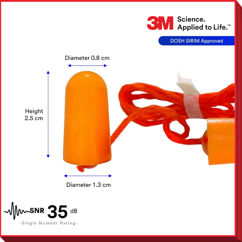 3M™ 1100 1110 SOFT FOAM DISPOSABLE EARPLUGS CORDED UNCORDED EARPLUGS ...