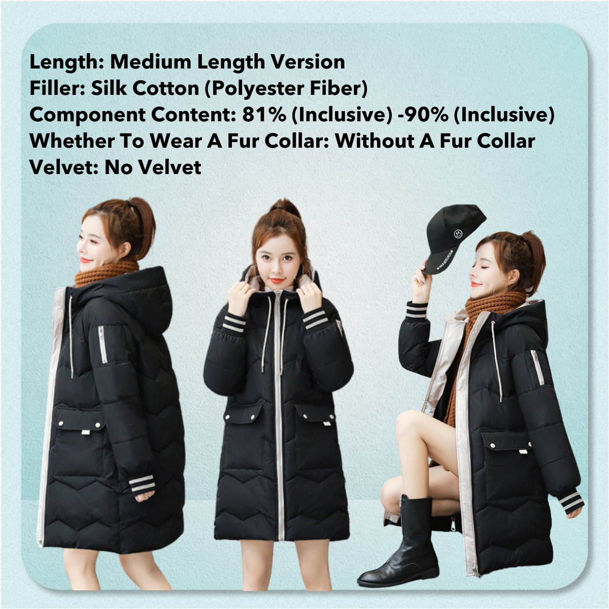 Hitchie -10Deg Women Knee Length Padded Winter Down Jacket Woman Fleece ...