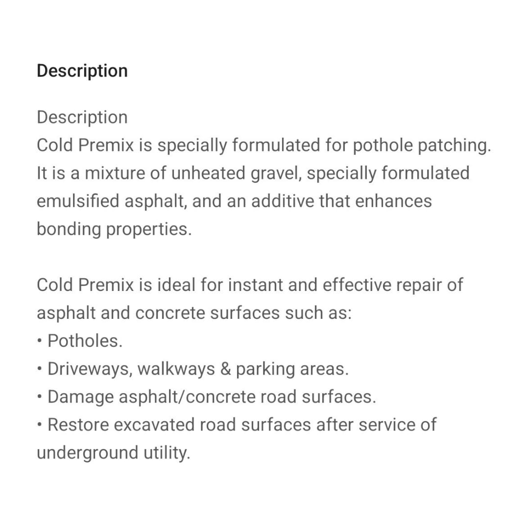 All weather Cold Road Premix 25KG BAG cold mix Asphalt Turap Jalan ...