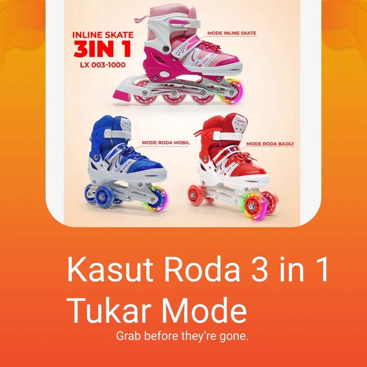 Kasut Roda Budak Perempuan Kasut Roda Budak Lelaki Kids Roller Skates ...