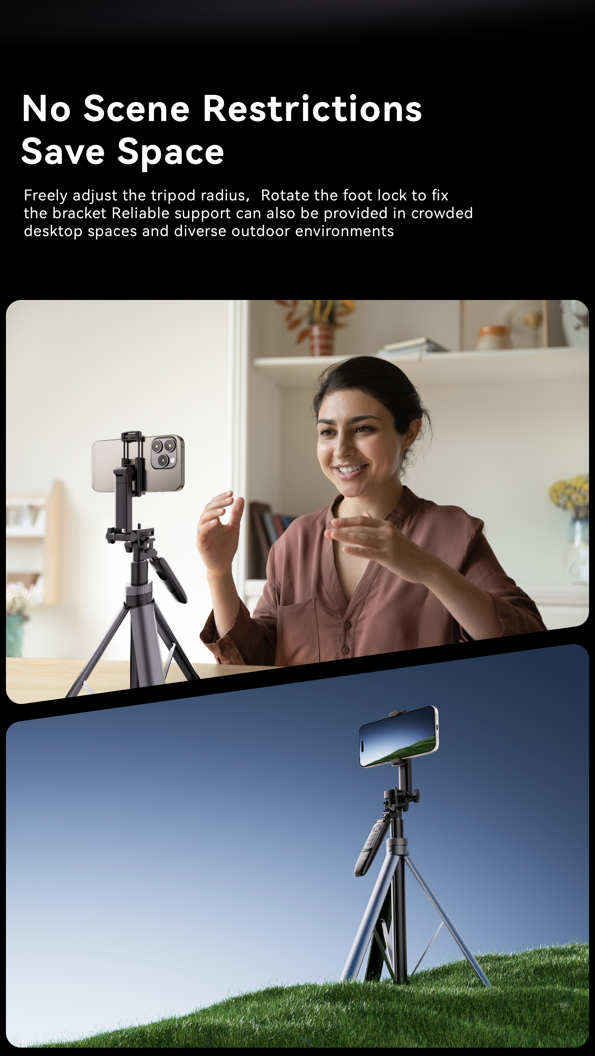 Amgras Tripod S03 Pro tripod selfie stick phone holder 2M stretchable ...