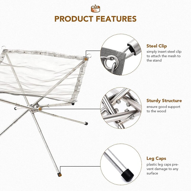 Rak Kayu Api Perkhemahan & Berkelah Portable Fire Pit Campfire Folding ...