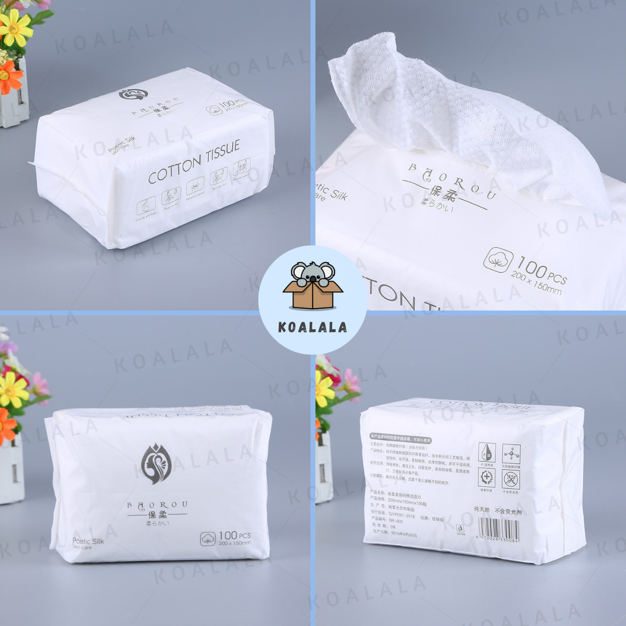 【200pc】Facial Tissue Towel Disposable Face Towel Facial Wipes Face Kapas Muka Cotton Tissues ...
