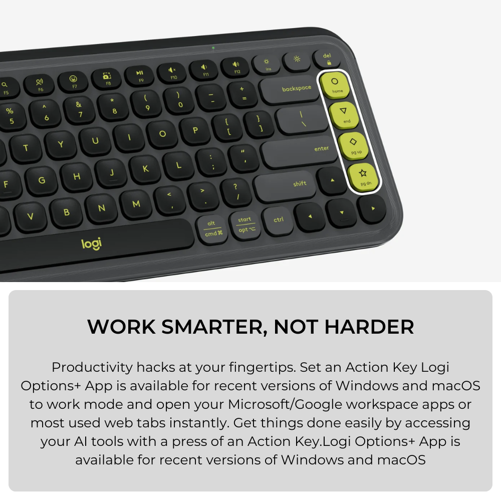 Logitech POP Icon Keys Wireless Keyboard with Customisable Action ...