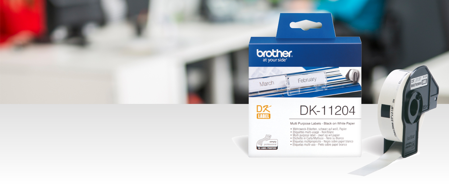 Brother Original Genuine DK‑11204 Black on White Multi‑Purpose Die‑Cut ...