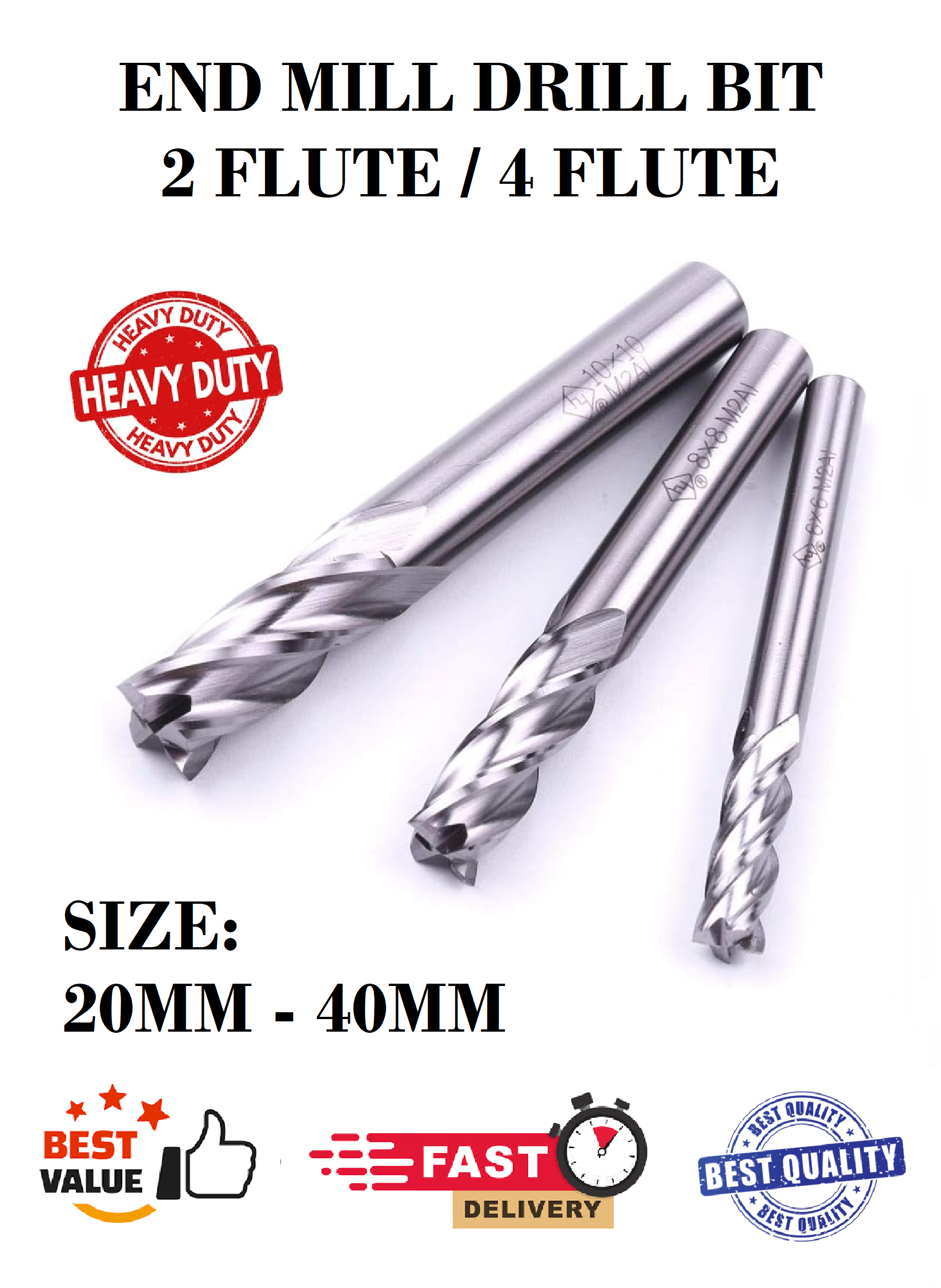 1-24MM END MILL 2 4 FLUTE HSS DRILL BIT BITS MATA LATHE MACHINE CNC ...