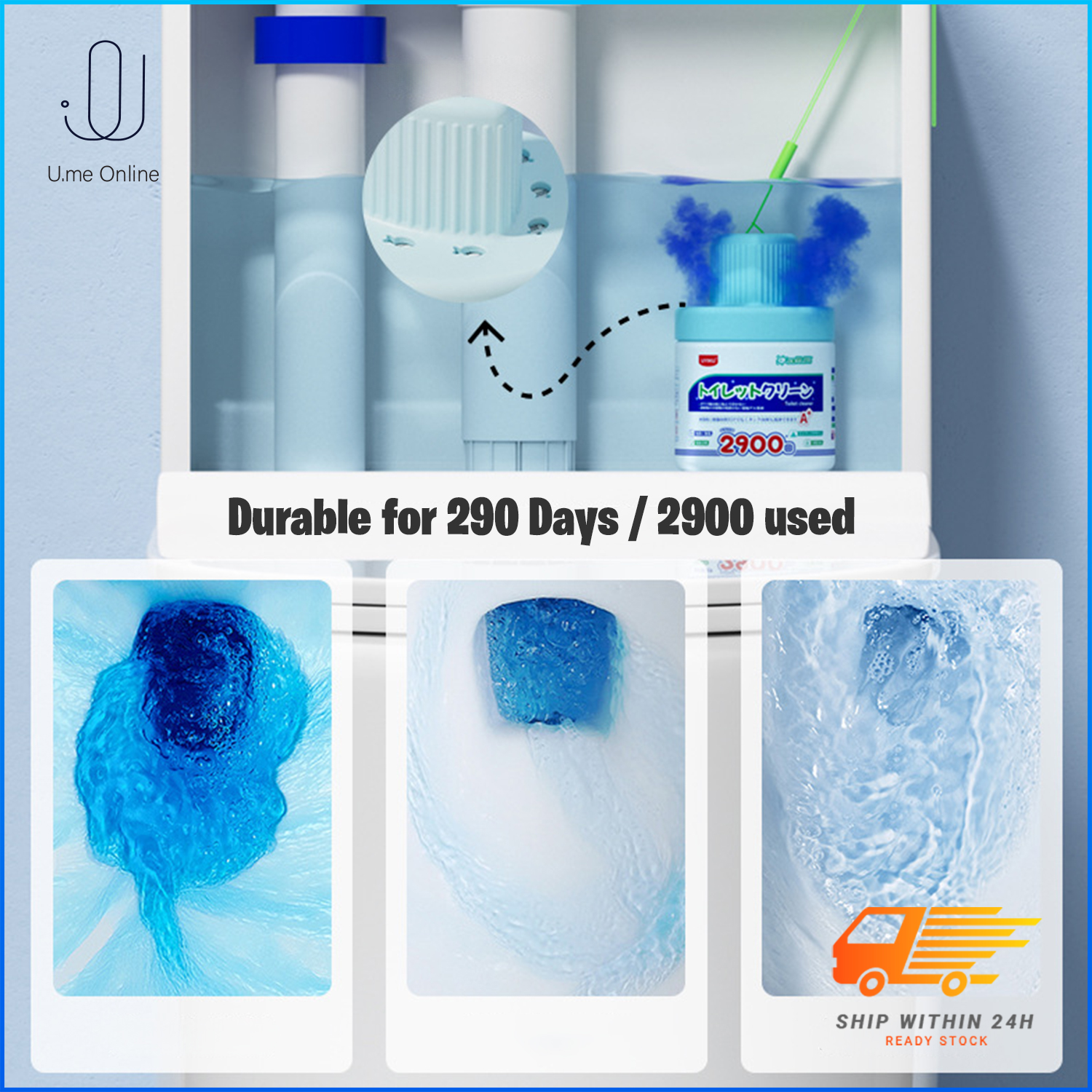 U.me Japan UYIKU Toilet Flush Automatic Cleaner 2900 times 99% ...