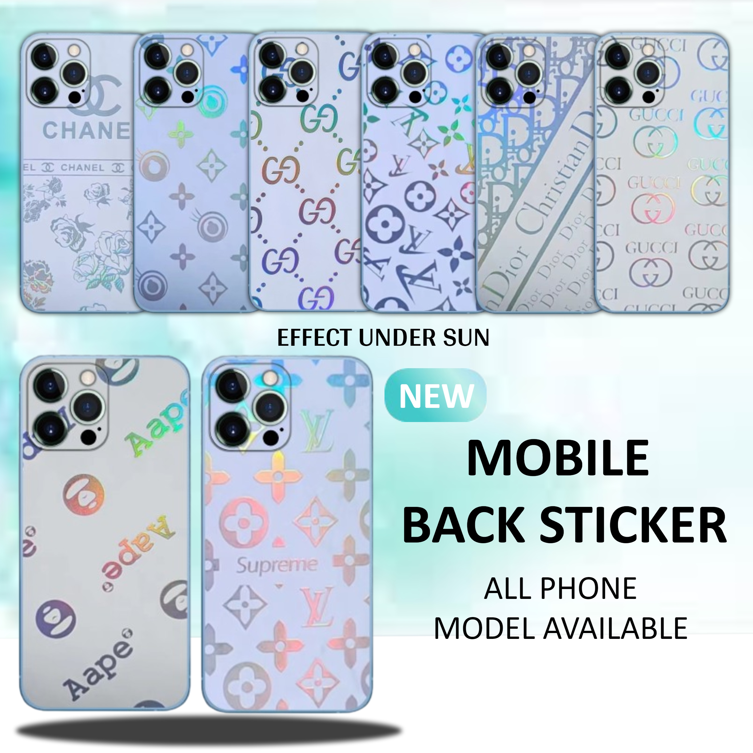 GRADIENT SHINE LOGO (2) - PHONE BACK SKIN / SCREEN PROTECTOR FILM ...