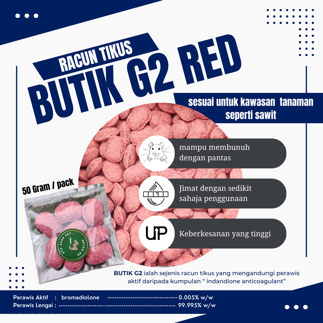 Racun Tikus Butik G2 10kg sawit koko sawah padi rodenticide class 4 ...