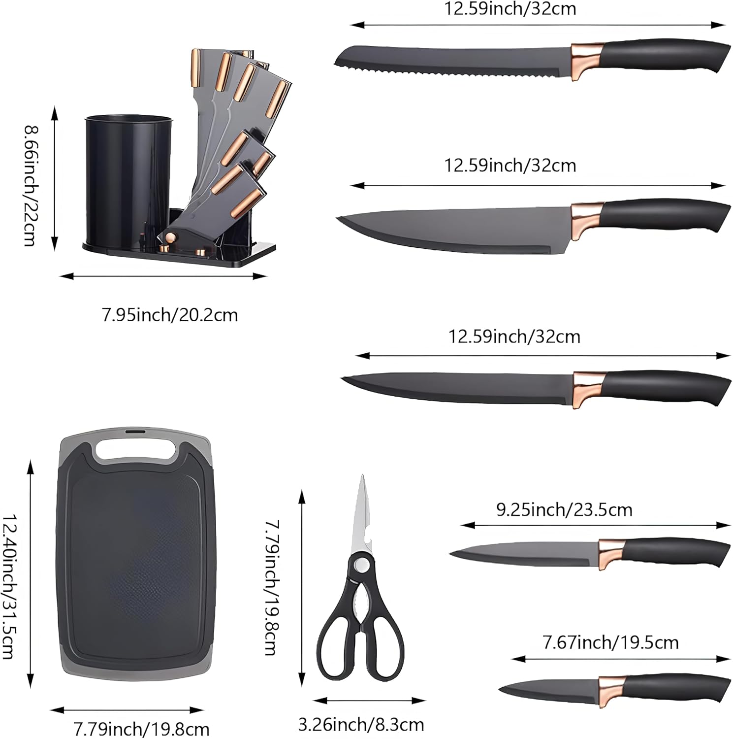 MASTER BLADE Knife Set Pisau Set cooking Utensils Set, 19 Pieces ...