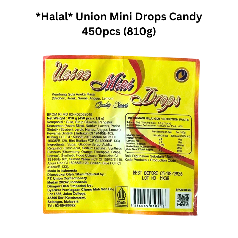 *Halal* Union Mini Drops Candy 450pcs (810g) | Shopee Malaysia
