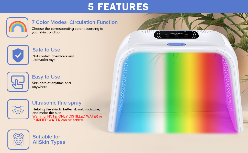 7 Colors LED PDT Photon Omega Light Face Mask Light Omelon Facial Skin ...