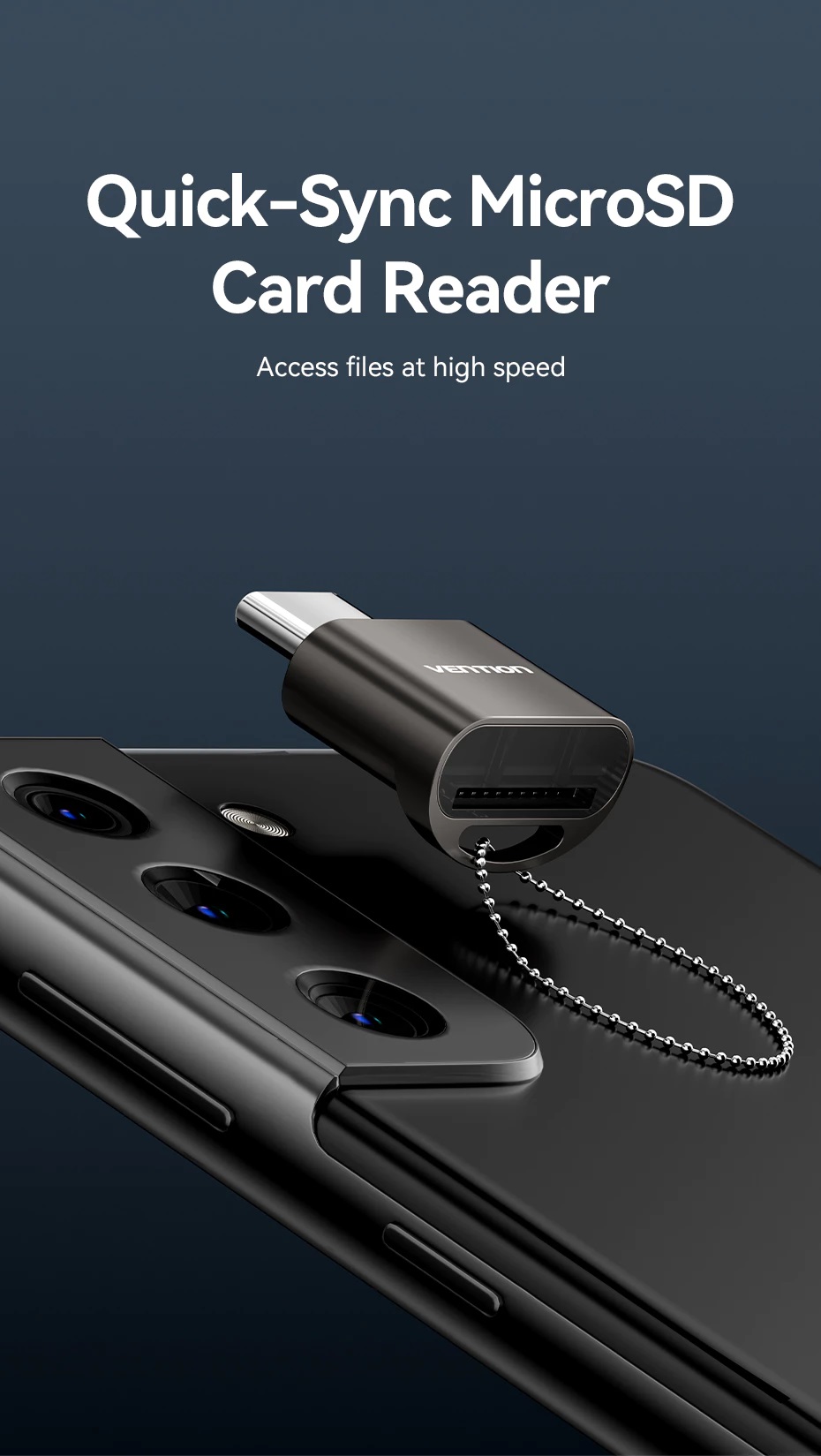 Vention Card Reader USB 2.0 Type C Zinc Alloy TF Card Reader With ...