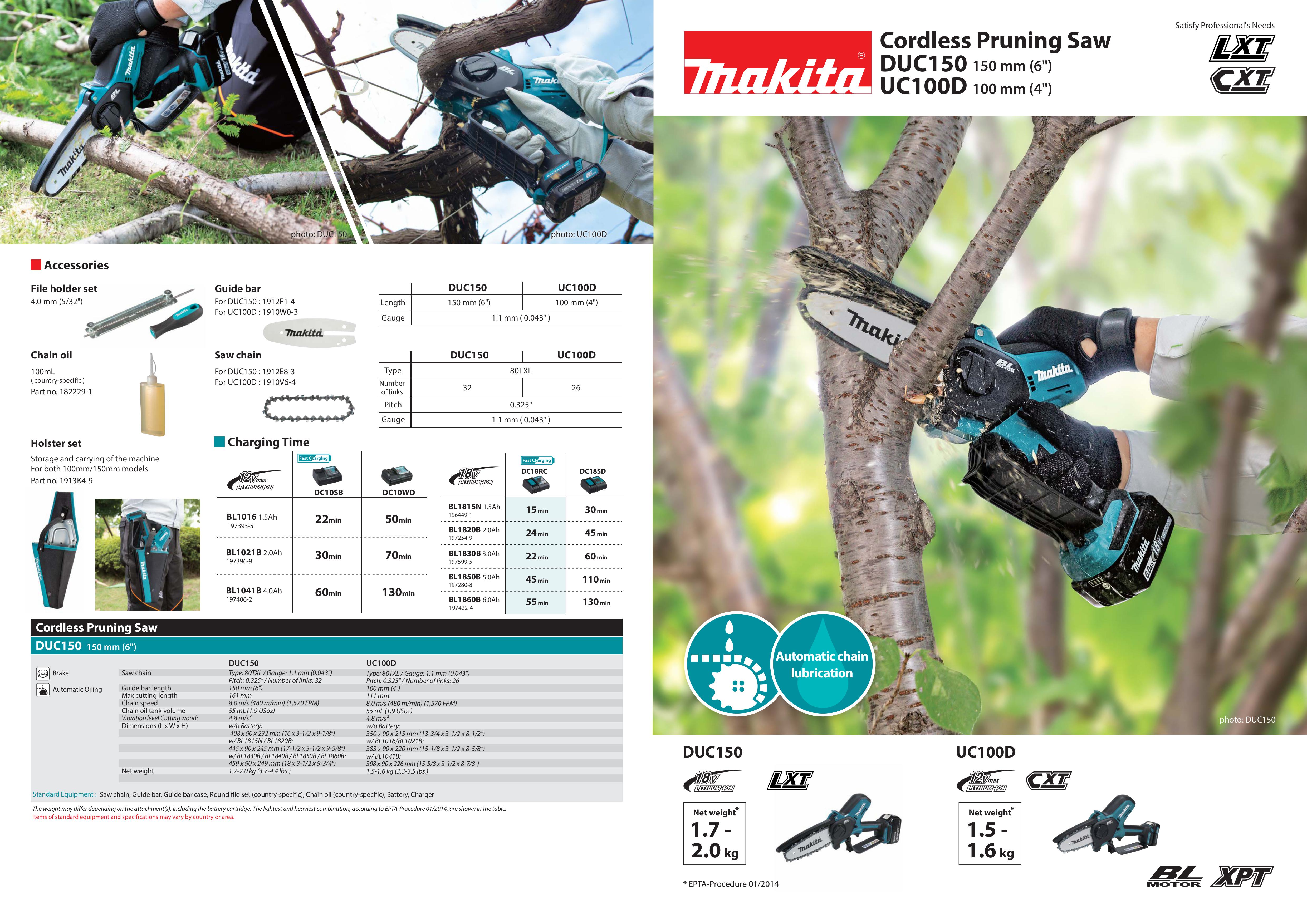 COLSON MAKITA DUC101Z 100 mm (4") 18V Cordless Pruning Saw Solo ...