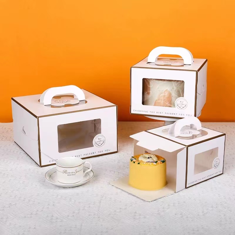 5 Sets 6/8/10inch Ins Nordic Cake Box CakeBox with window and handle ...