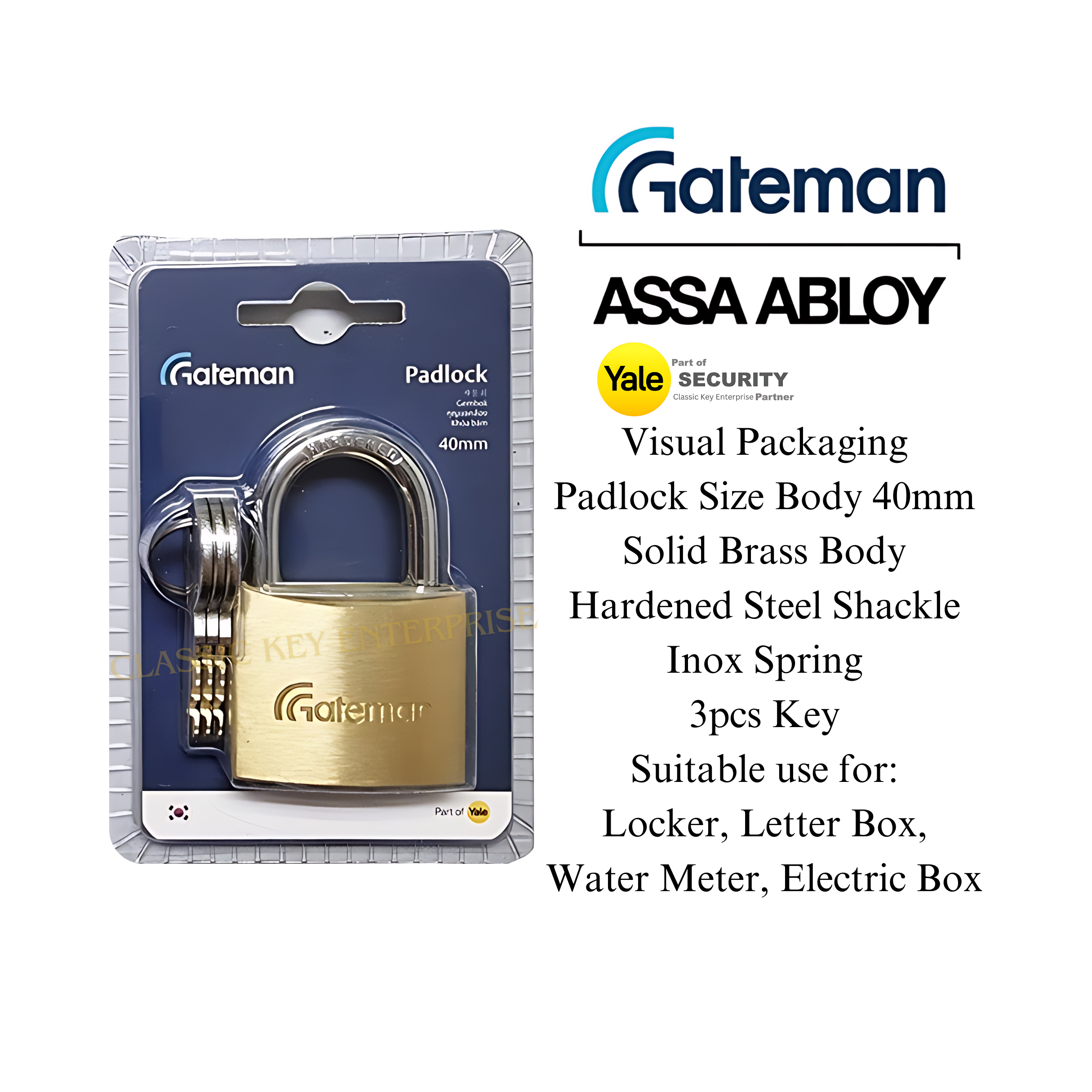Gateman Padlock Solid Brass Body (Model GM30 / GM40) Part Of Yale ...