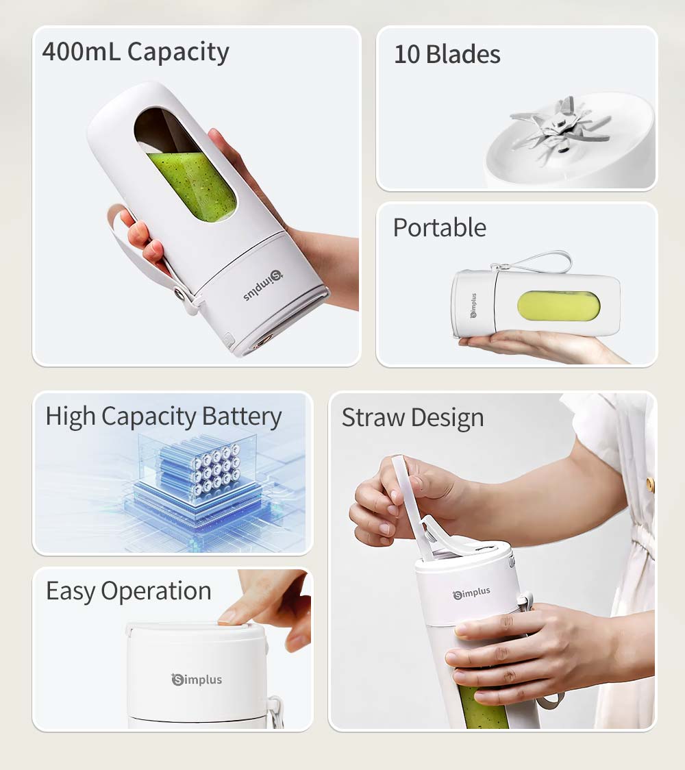 Simplus Portable Juicer 340ML | Wireless Electric | Ice Crusher | Type ...