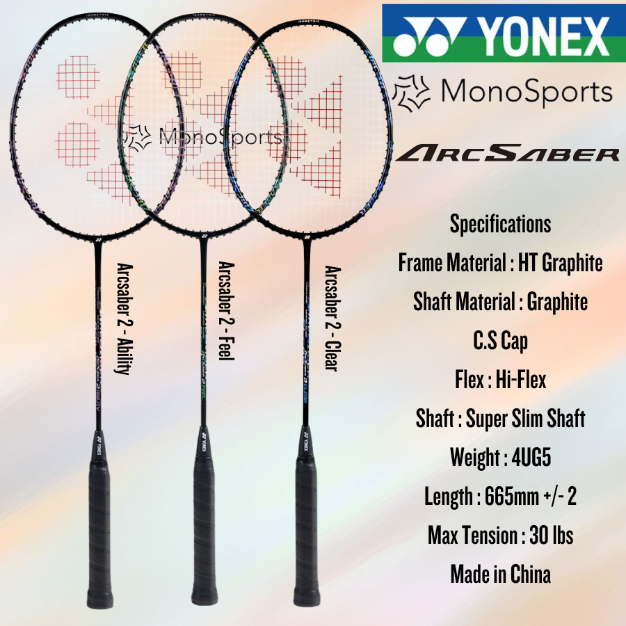 Monosports Yonex Arcsaber 2 Even Balance Badminton Racket Clear Ability ...