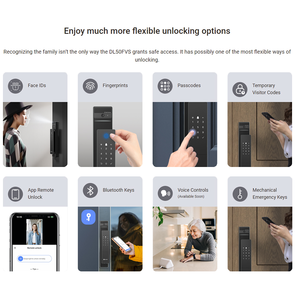 EZVIZ DL50FVS Face Recognition Smart Lock Keyless Doorlock Dual-Lens 3D ...