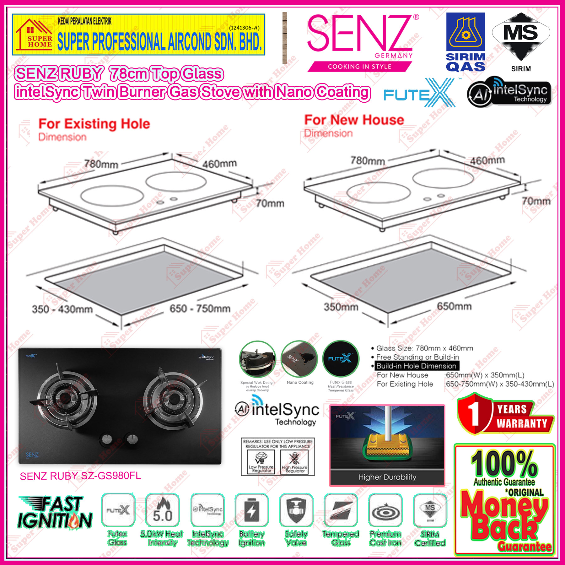 SENZ Cooker Hood SENZ ENZO SZ-CH8360AC / SENZ Built-in Hob SENZ RUBY SZ ...