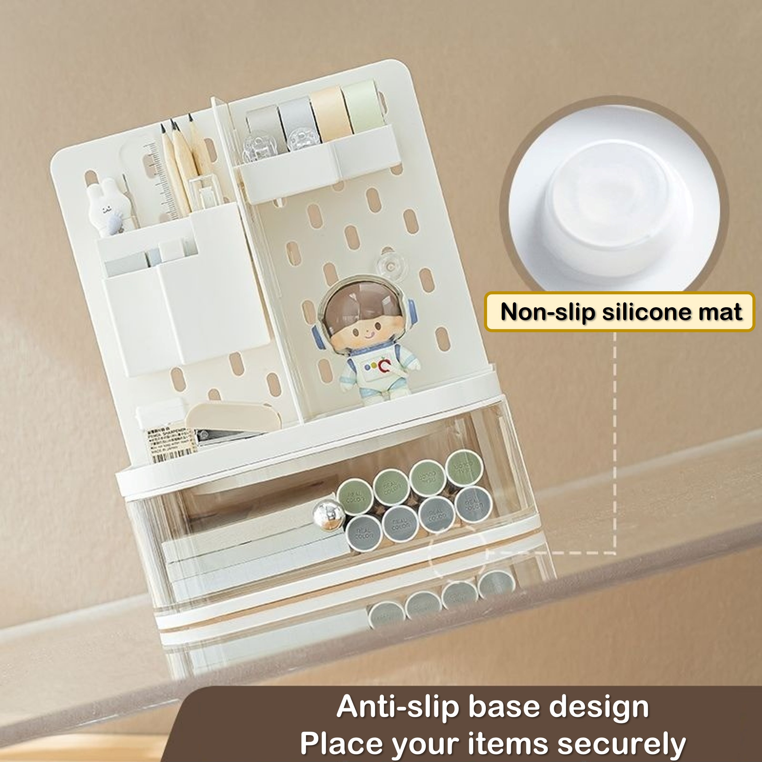 🇲🇾 Ready Stock 360° Rotatable Desktop Organizer Pegboard Storage Box ...