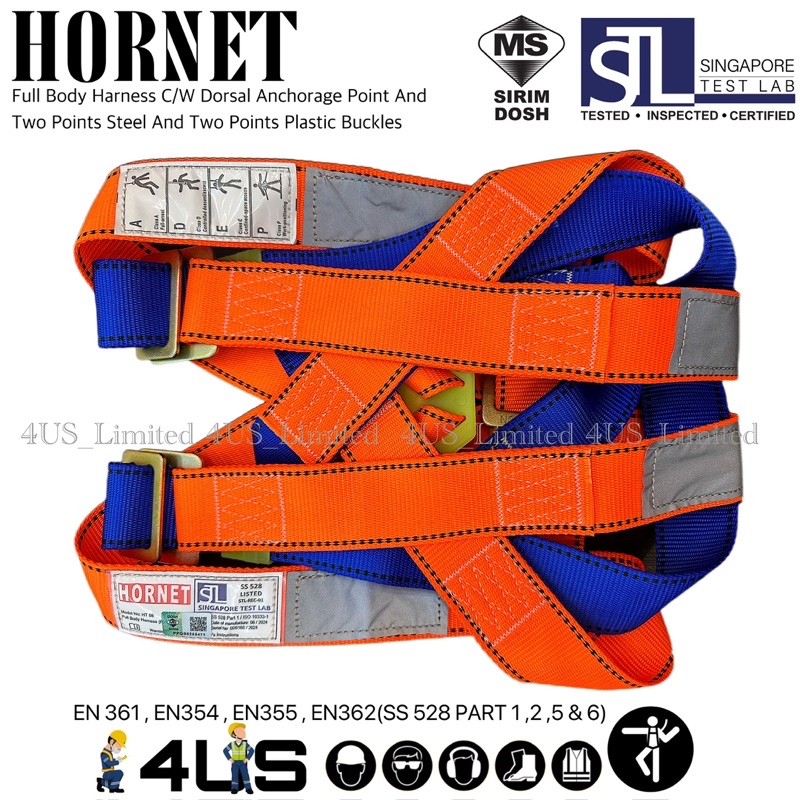 HORNET SAFETY FULL BODY HARNESS FALL PROTECTION WITH POLYAMIDE LANYARD ...