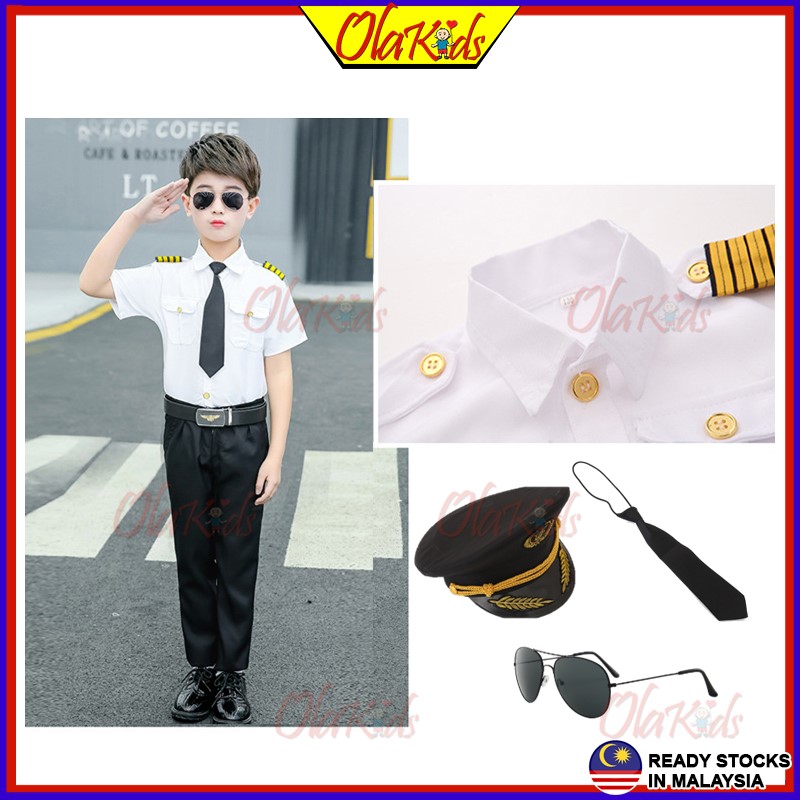 🔥READY STOCK🔥OLAKIDS Airline Pilot Captain Costume Airforce Captain ...