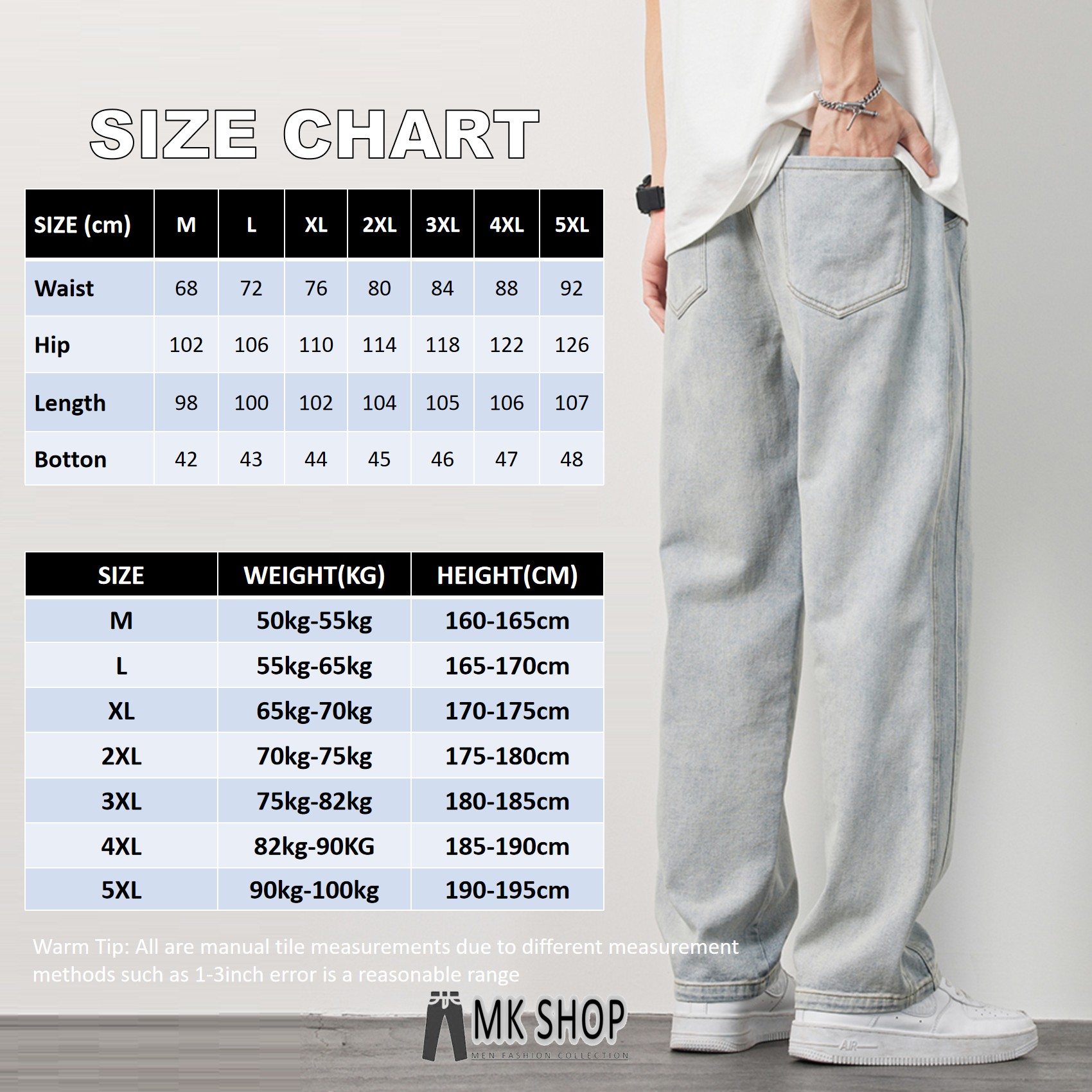MKSHOP jeans men M-5XL American Vintage Casual Straight Pants Men Loose ...