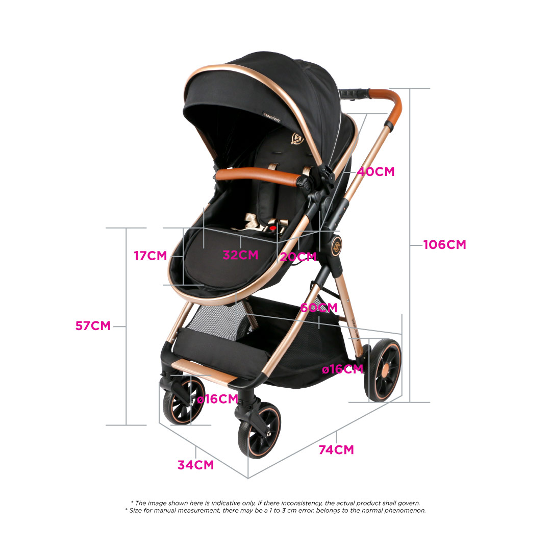 Sweet Cherry 3-in-1 Convertible High Vision Baby Stroller with Infant ...