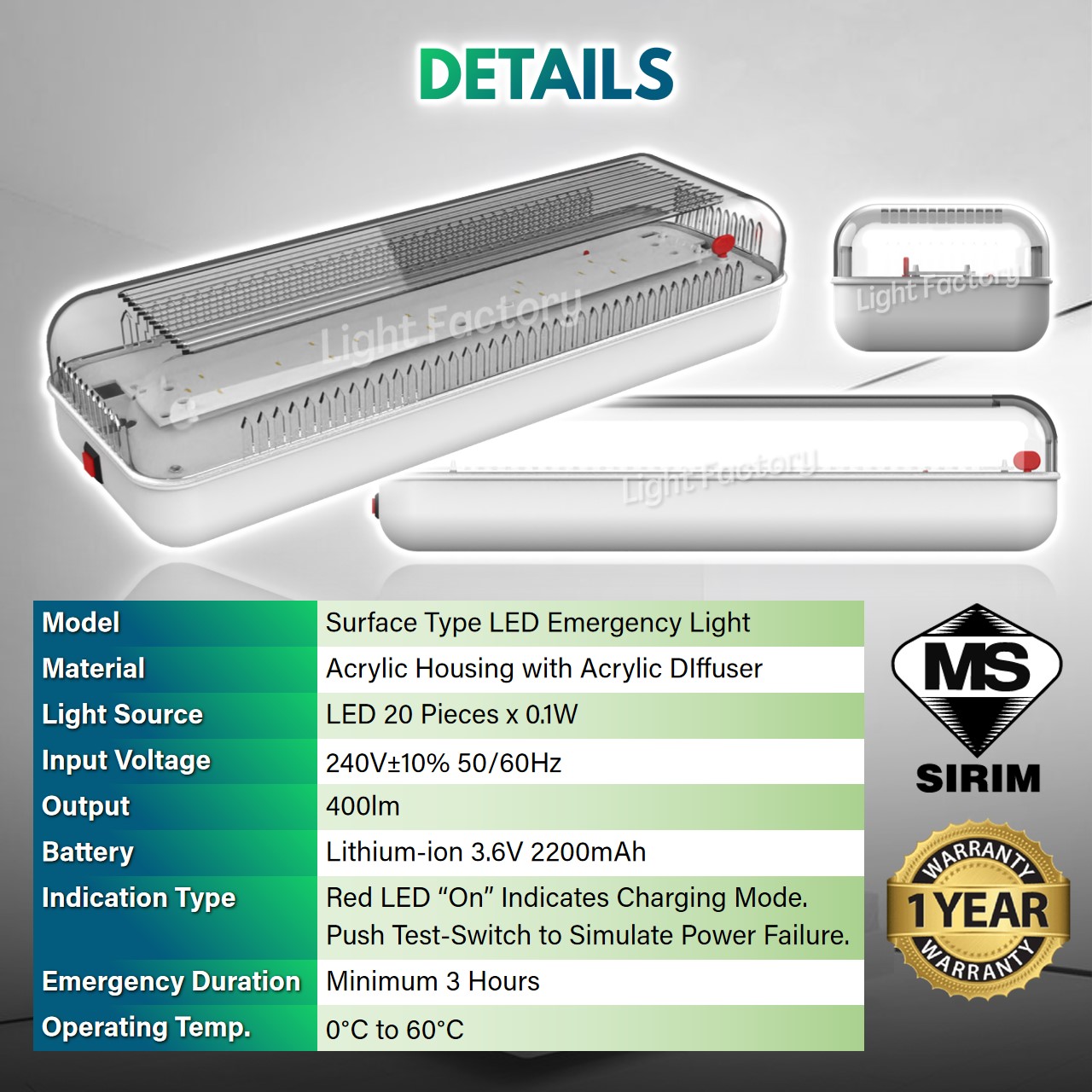 [SIRIM & BOMBA APRROVED] LED Surface Emergency Light Surface Type ...