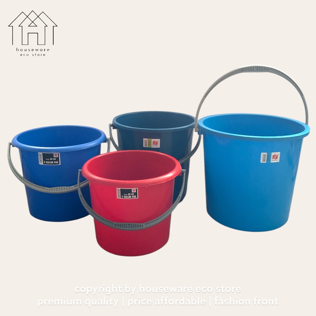 TwinsDolphin 1-6 Gallon Pail Tong Baldi Air / Bakul/ Tong Mop Water Bucket with Handle Pail Mop ...