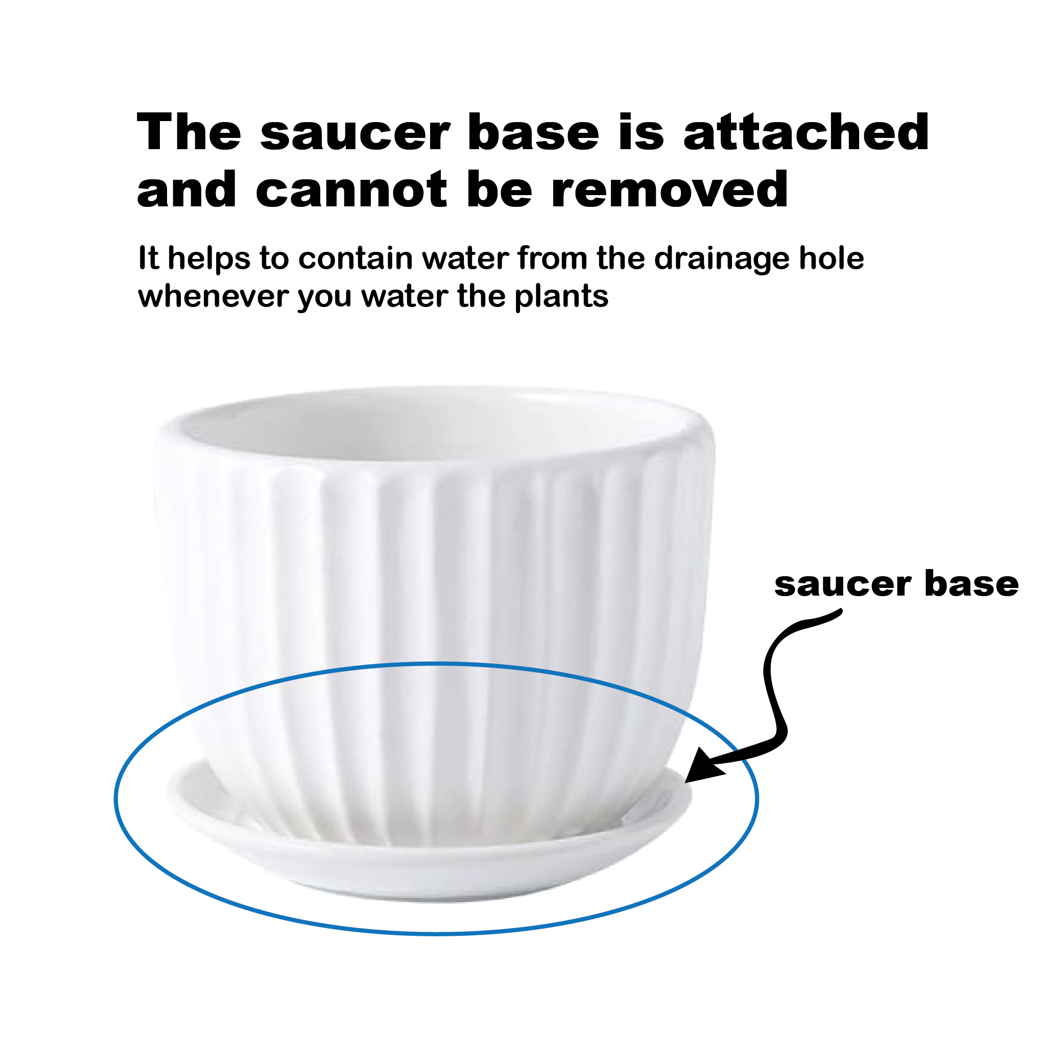 Ceramic Classic White Pot Series With Saucer Medium Pasu Putih Pasu ...