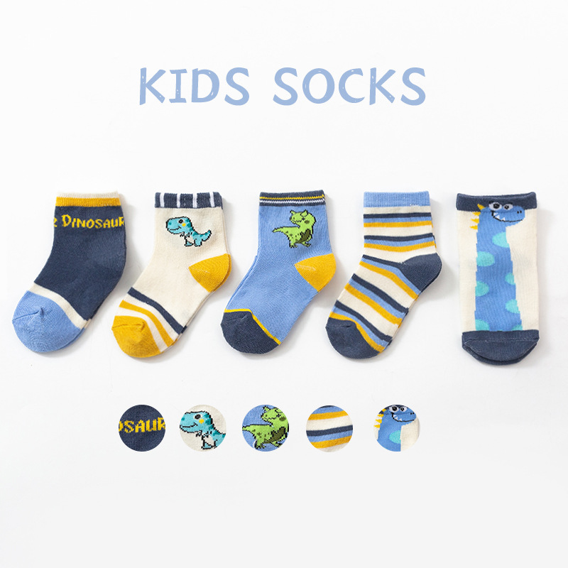 5 Pairs /set 0-3 Years Baby Socks Cute Cotton Kids Boys Girls Socks ...