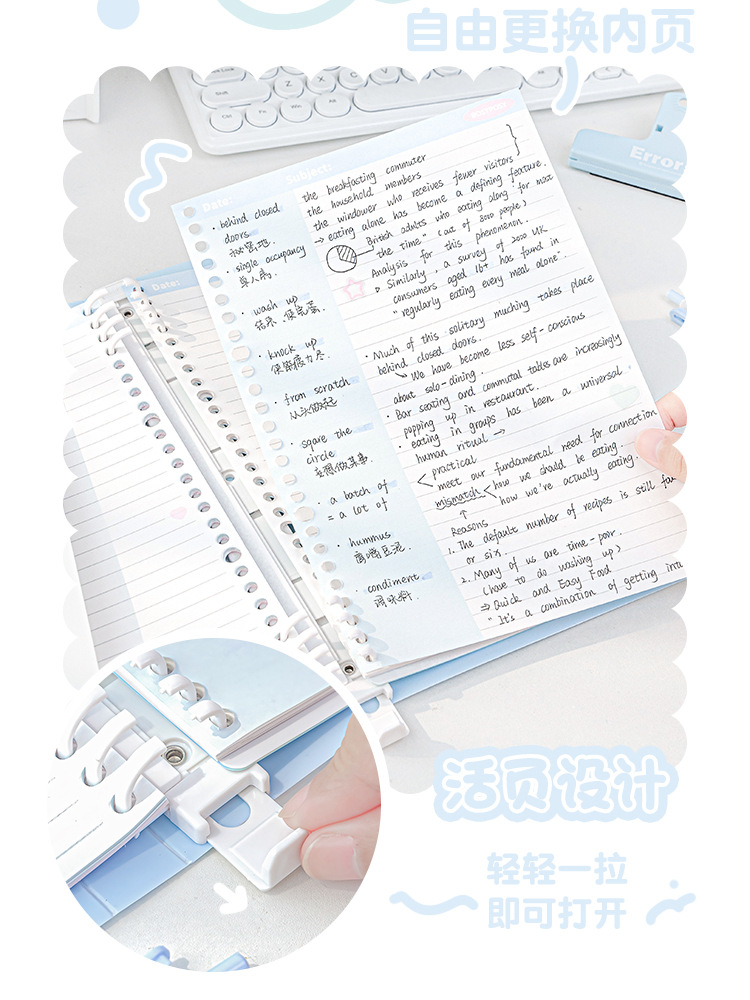 Rosy Posy Notebook Cute Book A5 B5 loose-leaf Notebook Line Pages ...