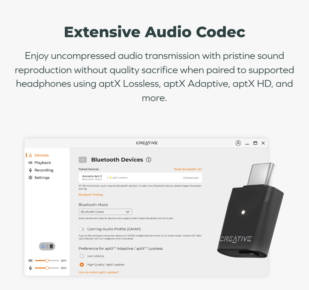Creative BT-W6 - Bluetooth 5.4 Wireless Audio Transmitter with ...