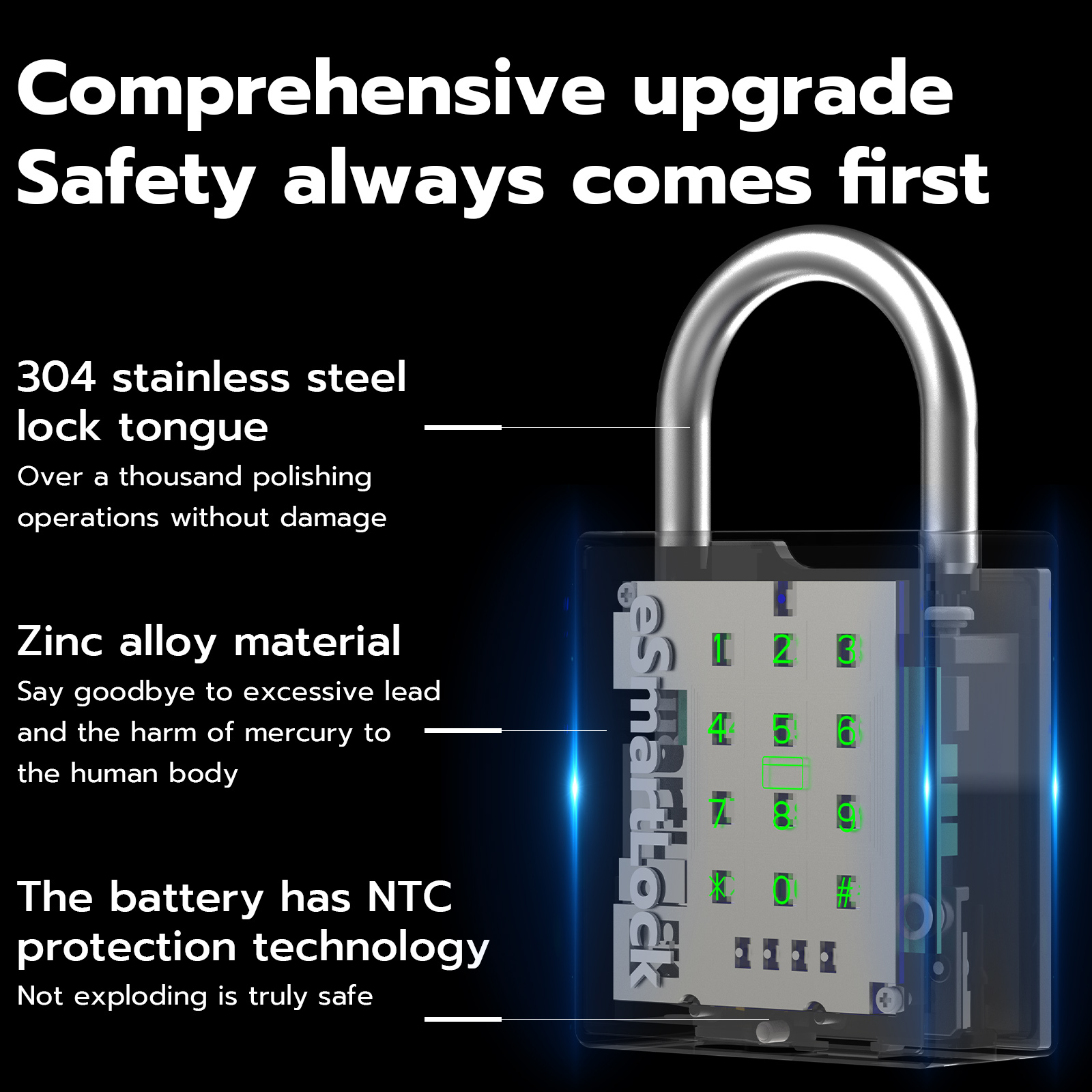 Smart Digital Door Lock Password Padlock Outdoor Waterproof Grill Door ...