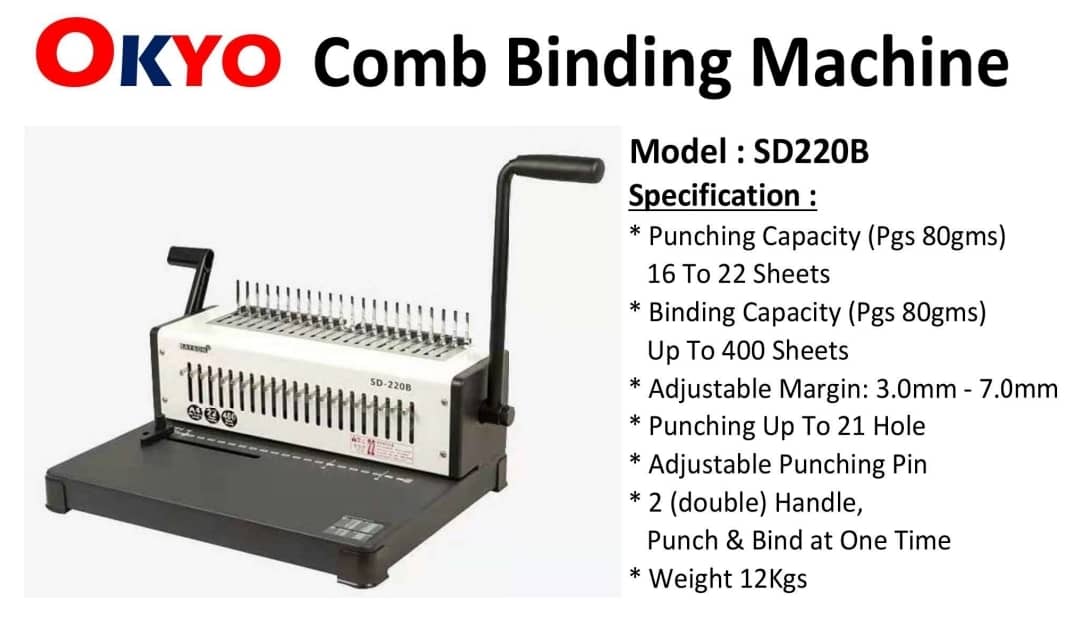 Okyo SD220b Comb Binding Machine Binder | Shopee Malaysia