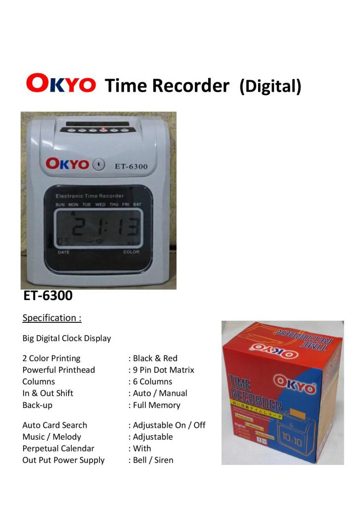 Okyo Punch Card Machine ET-6300 Time Recorder | Shopee Malaysia