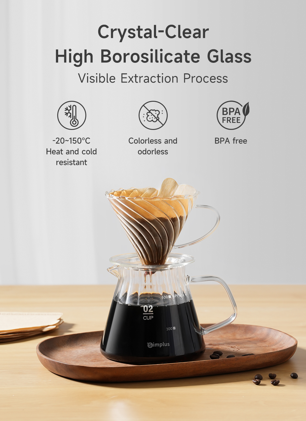Simplus Pour Over Coffee Maker | V60 Coffee Dripper | High Borosilicate ...