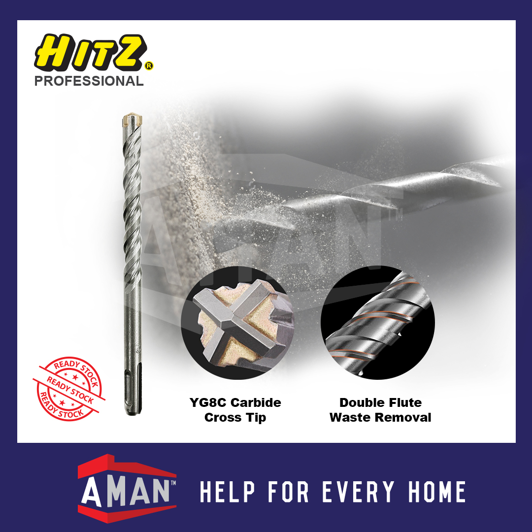 HITZ SDS Plus Drill Bits 4 Flute Cutter Carbide Tip 22mm - 32mm ...