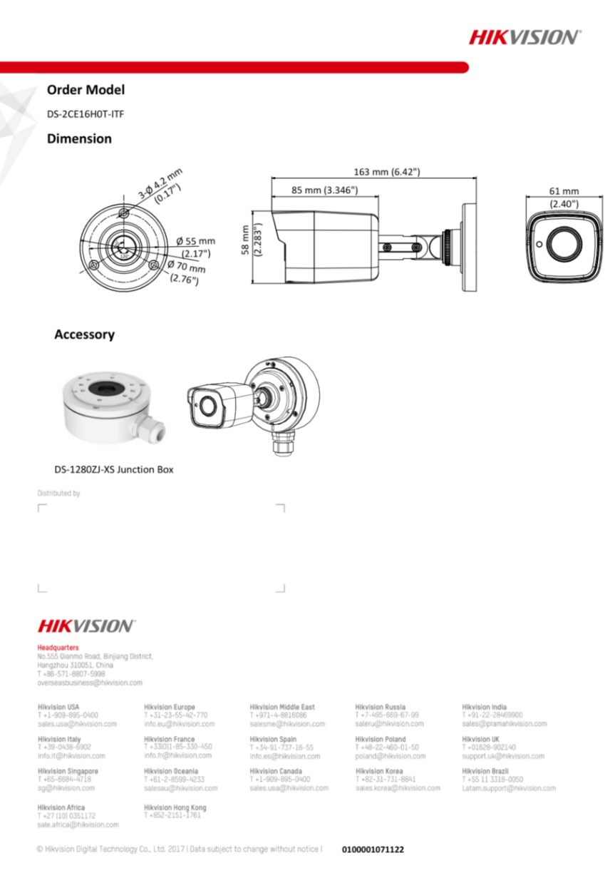 HIK HIKVISION 5MP 3K 1920P HD Outdoor IR INFRARED Bullet TVI 2.8MM 3 ...