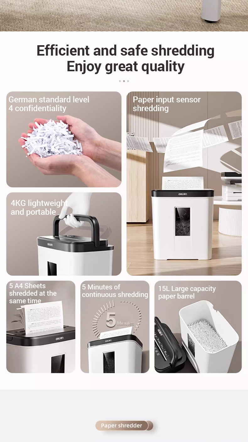 Deli Paper Shredder 9939 shredder machine paper cutter machine P4 level ...