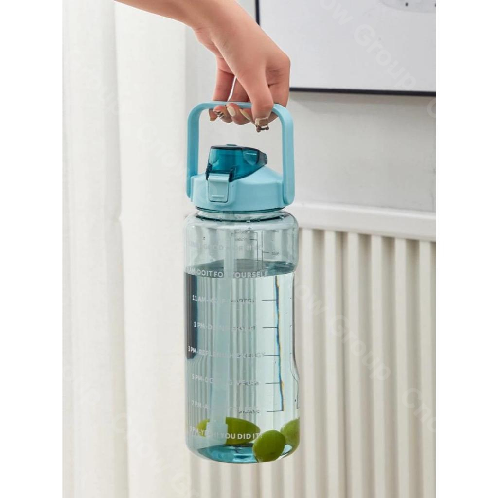 2000ml Water Bottle With Straw Leak proof Reminder Time Botol Air 水瓶 ...