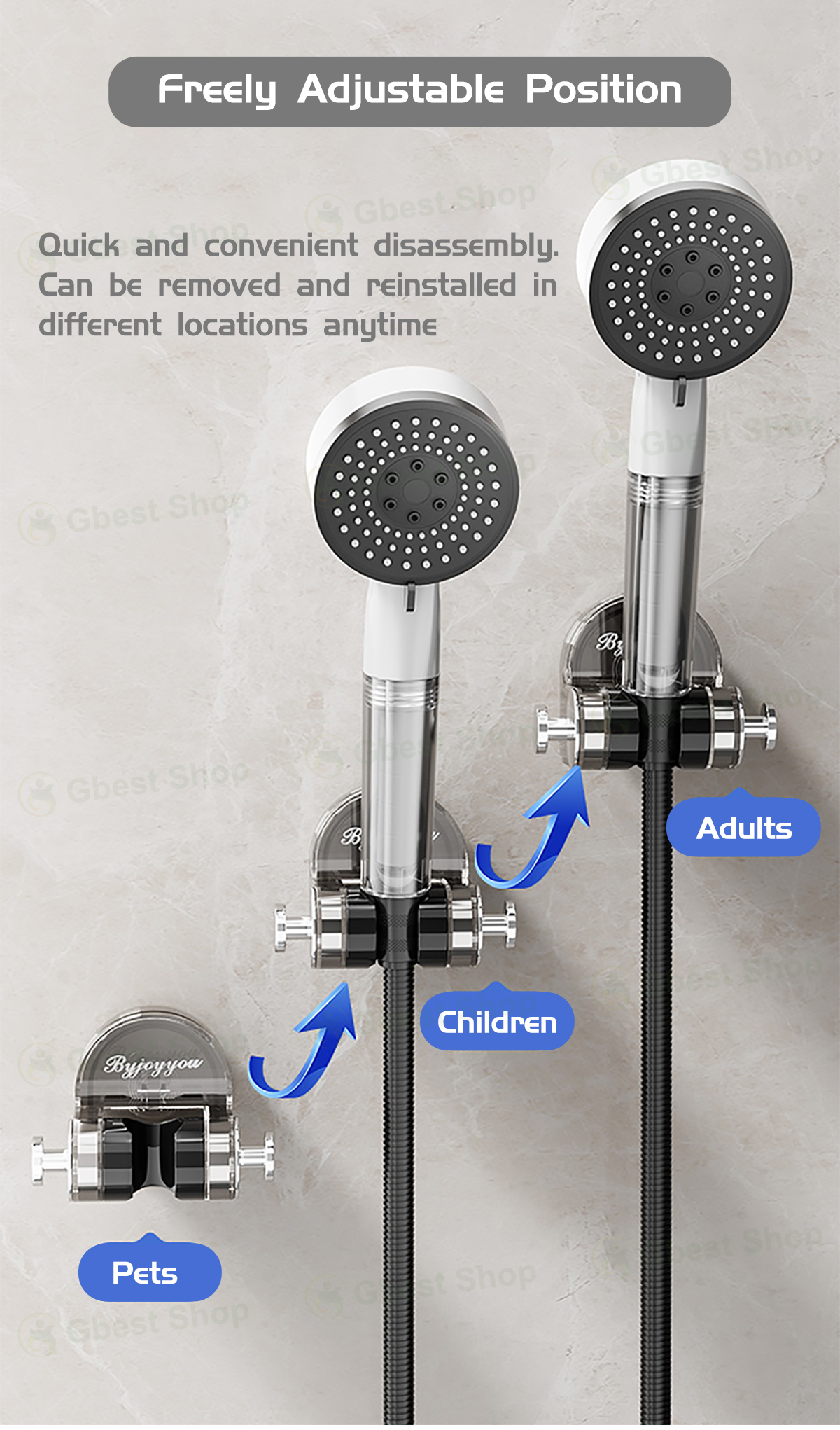 Nordic shower head holder Showerhead Bracket No Punching Suction Cup ...