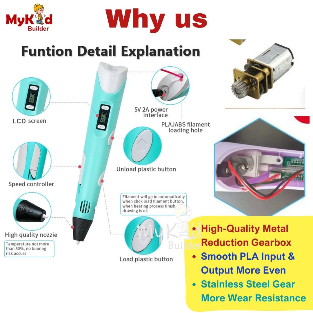 3D Pen LED Free PLA Filaments USB rechargeable 3d Printing Pen | Shopee ...